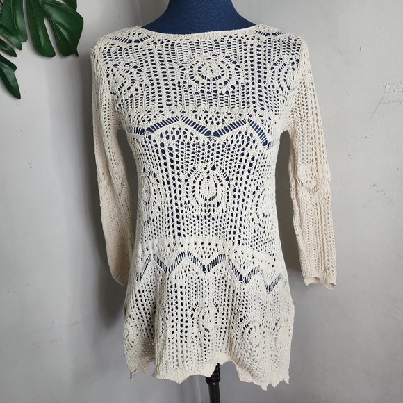 JEANNE PIERRE | Tops | Jeanne Pierre Natural Stretchy Crochet Tunic Top ...